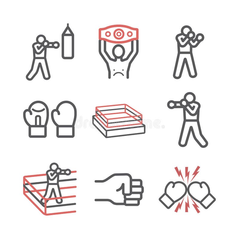 Vector boxing icons set stock vector. Illustration of heavy - 34988141