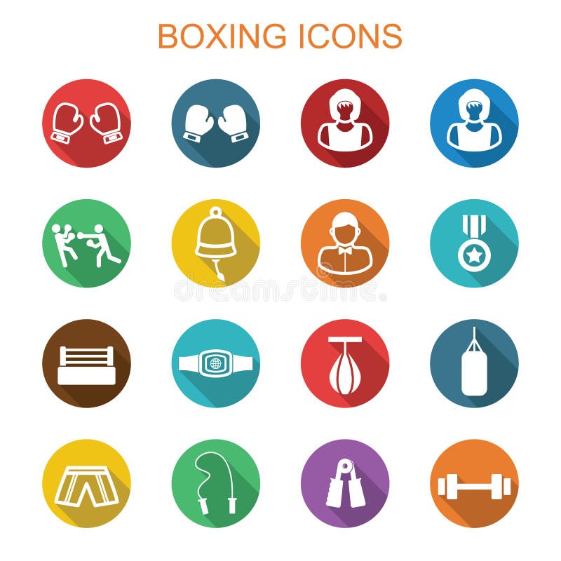 Boxing long shadow icons stock illustration. Illustration of belt ...