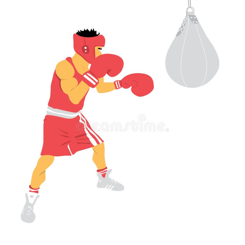 Set of Cartoon Men Doing Boxing Exercises Stock Vector - Illustration ...