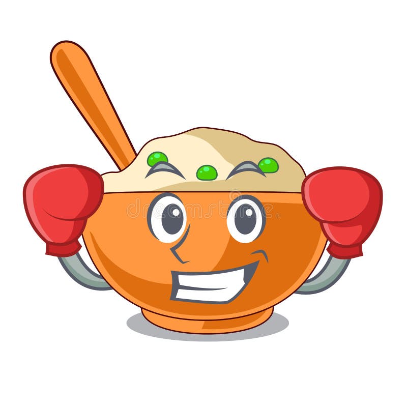 Boxing Mashed Potatoes Served in Character Bowls Stock Vector ...