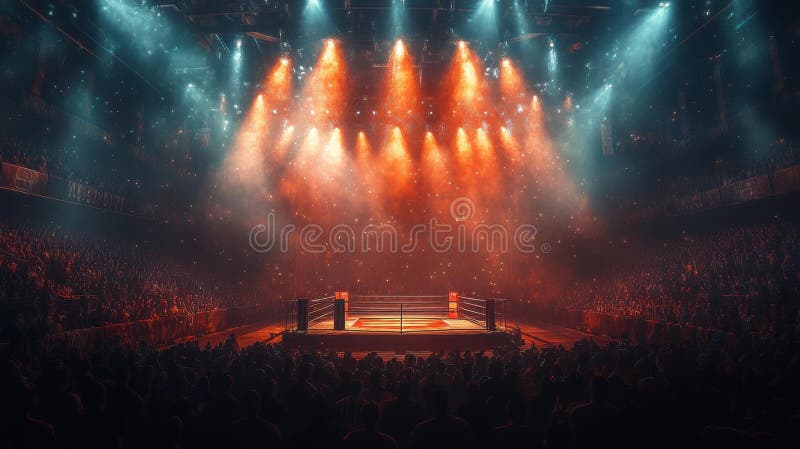 Boxing Match with Dynamic Lights Stock Illustration - Illustration of ...