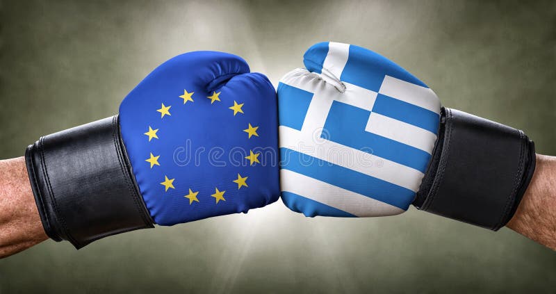 Boxing Match between the European Union and Greece Stock Photo - Image ...