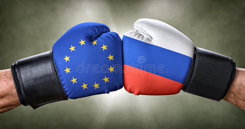 Boxing Match between the European Union and Russia Stock Image - Image ...
