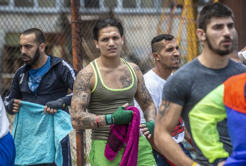 Boxing match in the prison editorial stock image. Image of fighter ...