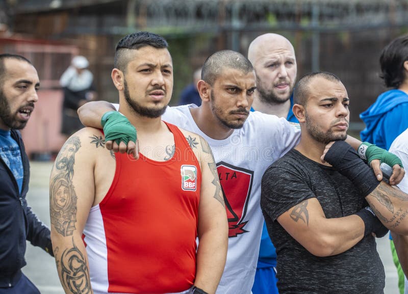 Boxing match in the prison editorial stock image. Image of corona ...