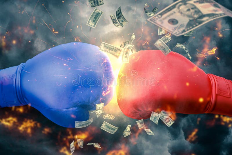 Boxing Match between Two Powerful Opponents Stock Photo - Image of ...