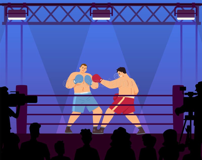 Boxing Match Vector Illustration in Action. Stock Illustration ...