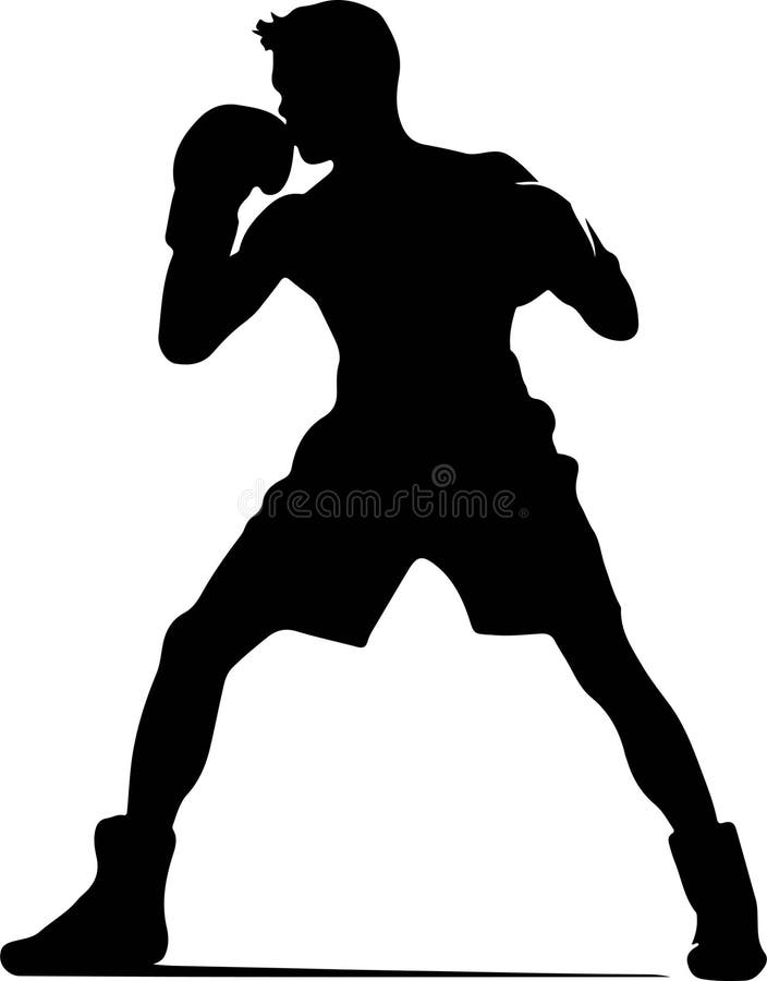 Boxing Men Silhouette Full Body Stock Vector - Illustration of punch ...