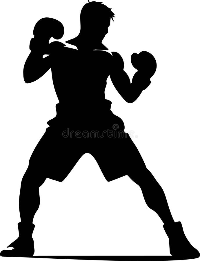 Boxing Men Silhouette Full Body Stock Vector - Illustration of boxing ...