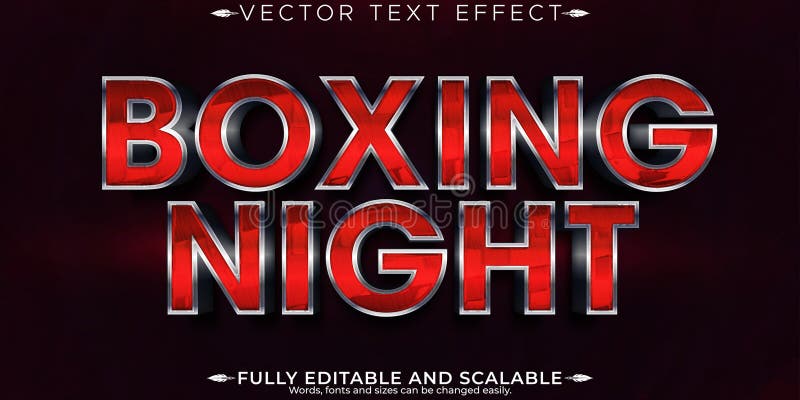 Boxing Night Text Effect, Editable Metallic and Red Text Style Stock ...