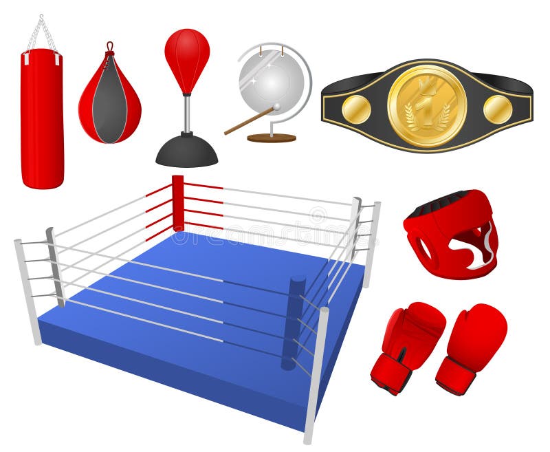 Boxing Gym with Blue Ring and Red Corners Stock Illustration ...