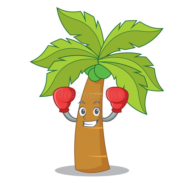 Boxing Palm Tree Character Cartoon Stock Vector - Illustration of ...