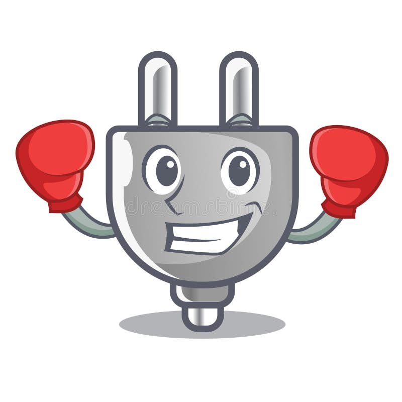 Boxing Power Plug Stuck the Cartoon Wall Stock Vector - Illustration of ...