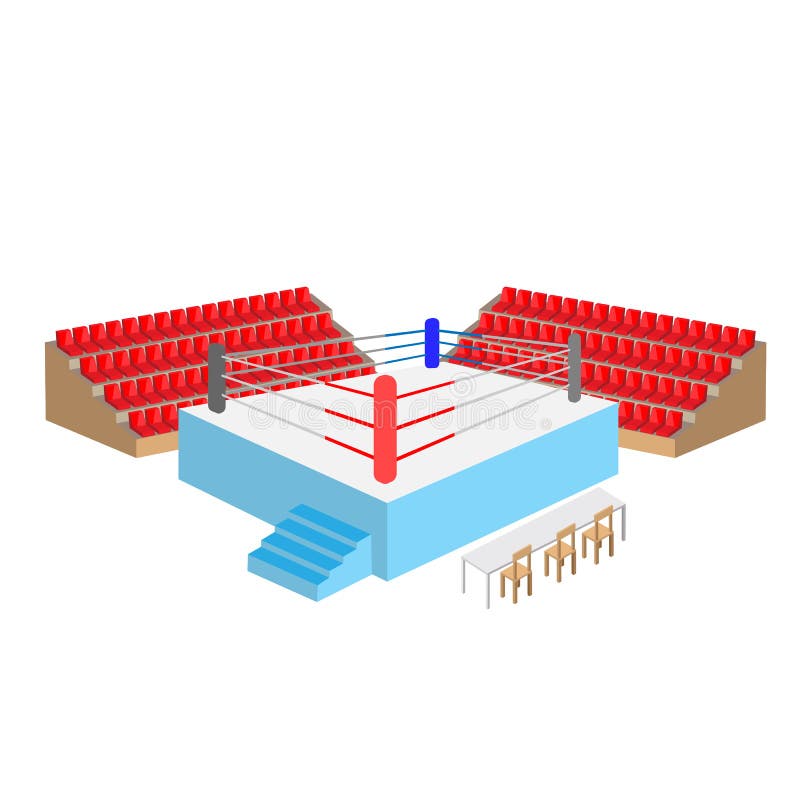 Boxing Ring Arena with Empty Seats Stock Vector - Illustration of ...