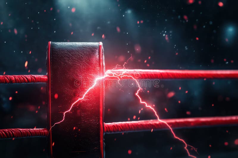 Boxing Ring Background with Red Lightning Bolts and Versus Competition ...