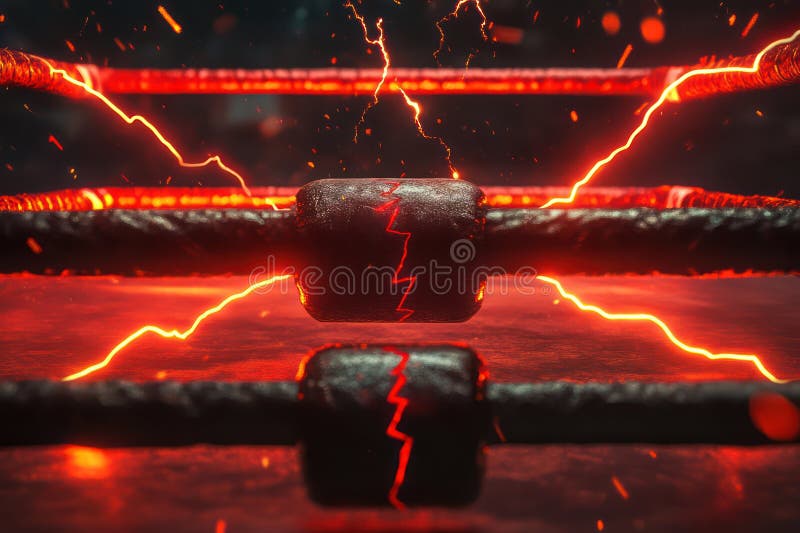 Boxing Ring Background with Red Lightning Bolts and Versus Competition ...