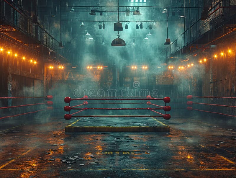 Boxing Ring with Bench in the Middle. Generative AI. Stock Image ...