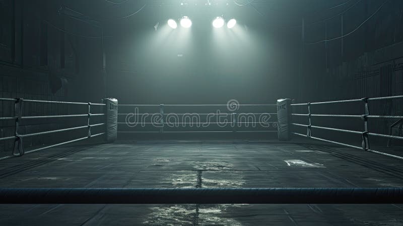 Illuminated Boxing Ring during Fight Night. Generative AI. Stock Photo ...