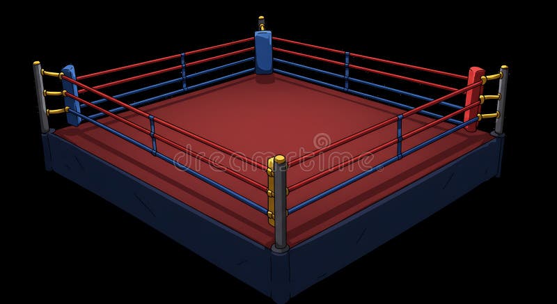 A Boxing Ring in a Cartoonish Style Features a Square Platform with a ...