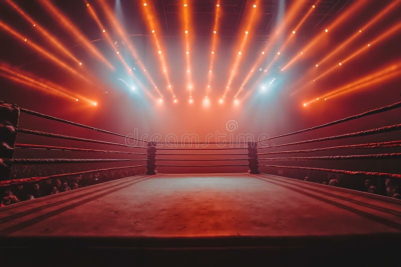 A Boxing Ring with a Crowd of People Watching it Stock Illustration ...