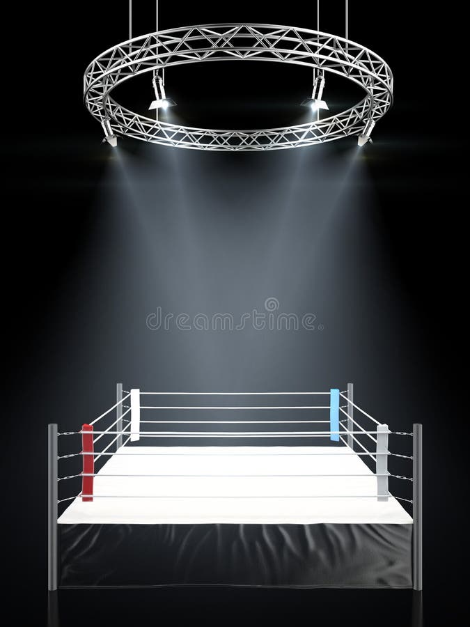 Boxing ring in dark stock illustration. Illustration of achievement ...