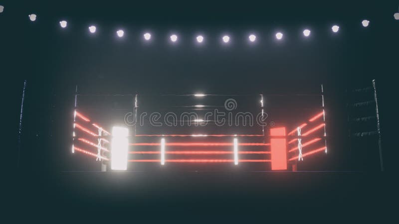 Boxing Ring in Dramatic Lighting. 3D Render Stock Illustration ...
