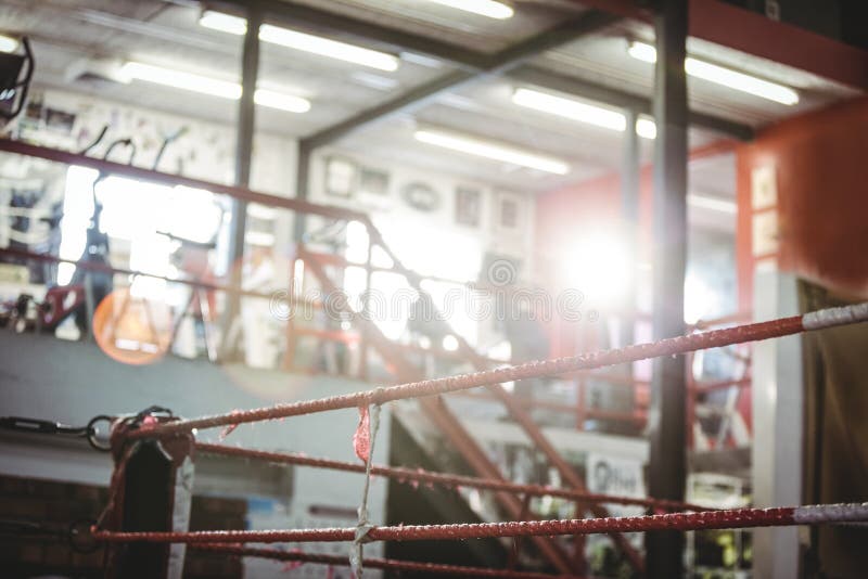 Boxing Ring in Fitness Studio Stock Image - Image of strength, conflict ...