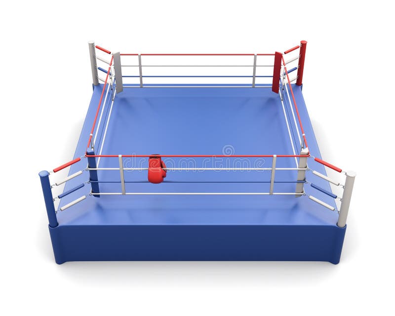 Boxing Ring and Gloves on the Ropes. 3d. Stock Illustration ...