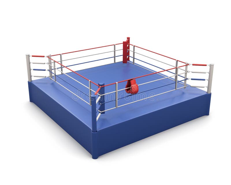 Boxing Ring and Gloves on the Ropes. 3d. Stock Illustration ...