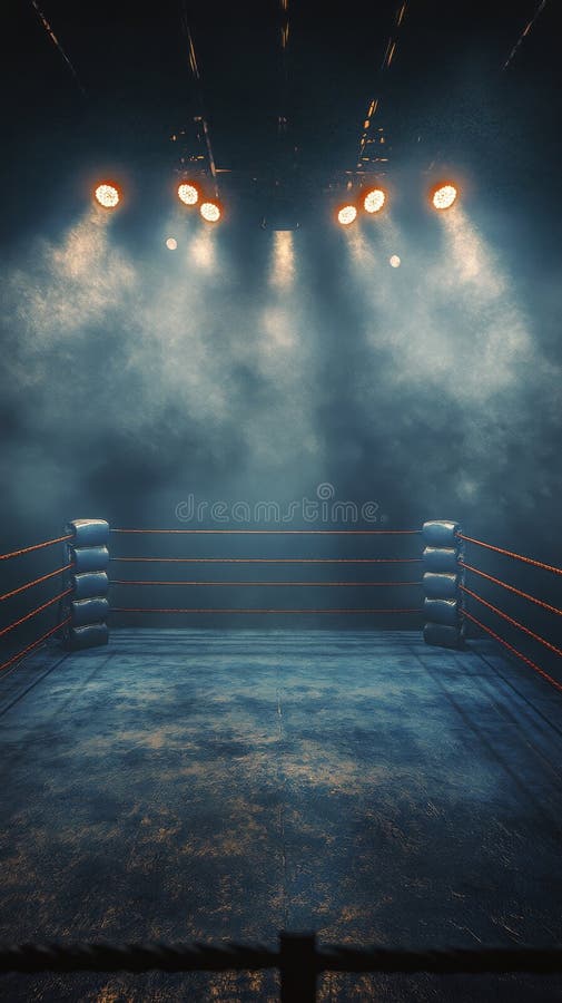 Illuminated Boxing Ring Ready for a Match with Vibrant Lights and a ...