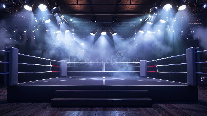 Boxing Ring with Illumination by Spotlights Stock Illustration ...