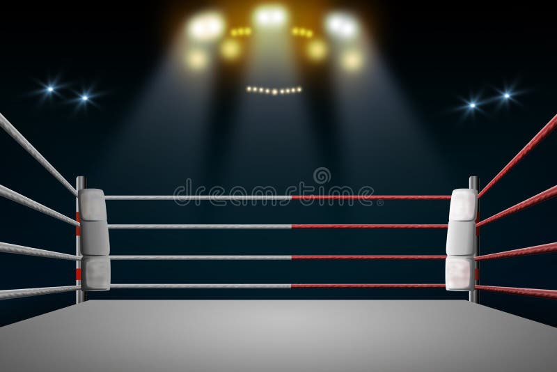Boxing Ring with Illumination by Spotlights Stock Illustration ...