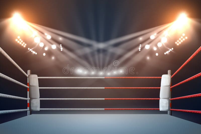 Boxing Ring with Illumination by Spotlights. Stock Illustration ...