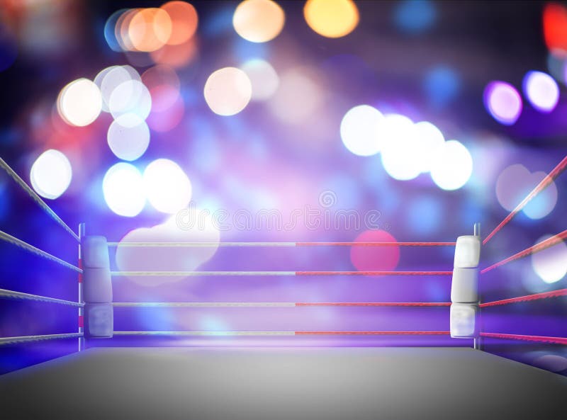 Boxing Ring with Illumination by Spotlights. Stock Image - Image of ...