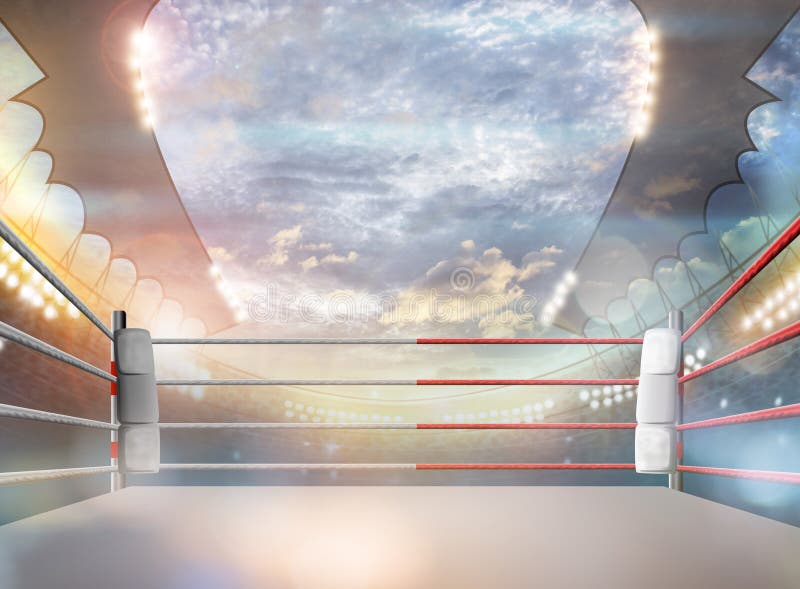 Boxing Ring with Illumination by Spotlights. Stock Photo - Image of ...