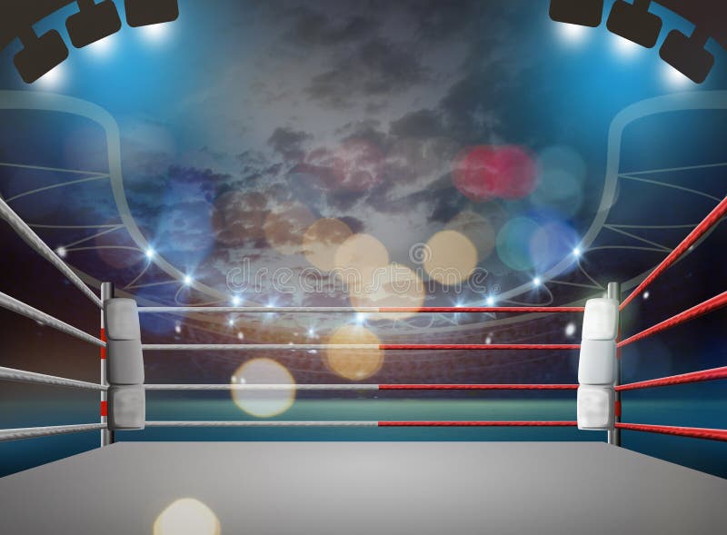 Boxing Ring with Illumination by Spotlights. Stock Image - Image of ...