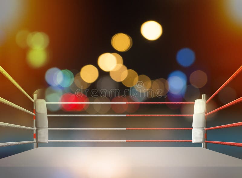 Boxing Ring with Illumination by Spotlights. Stock Image - Image of ...