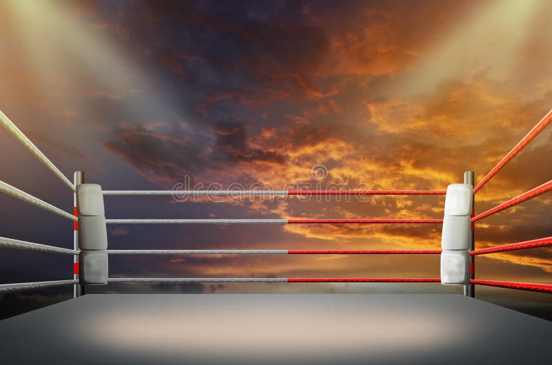 Boxing Ring with Illumination by Spotlights Stock Photo - Image of dark ...