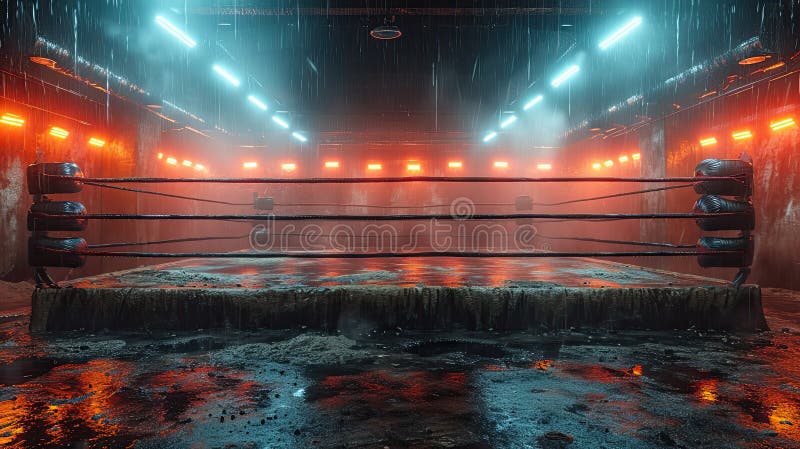 Boxing Ring at Night. Generative AI. Stock Photo - Image of dark ...