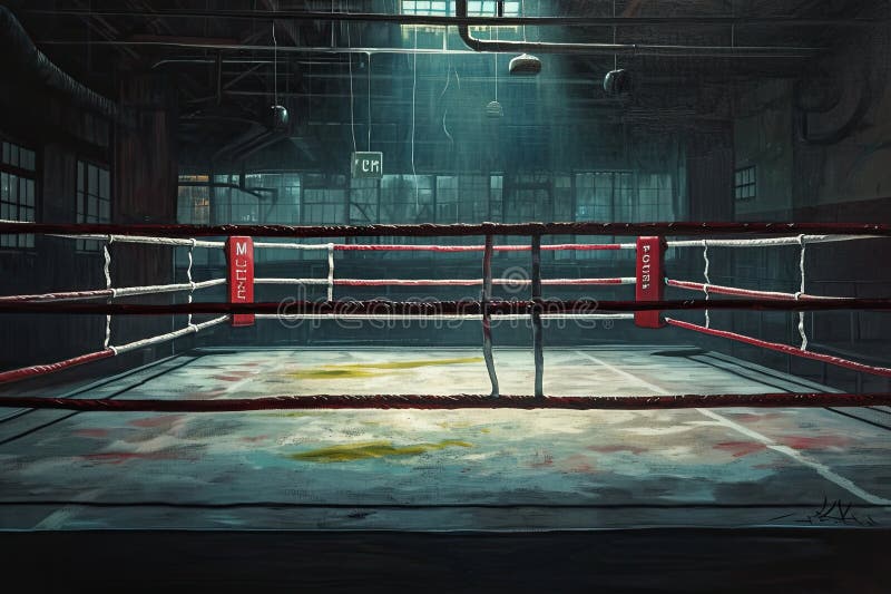 Boxing Ring with Red Corner. Generative AI. Stock Photo - Image of ...