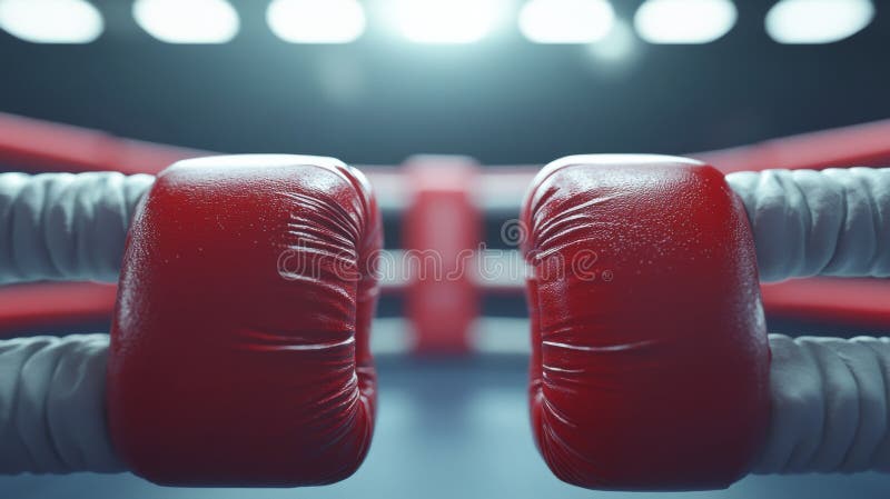 A Boxing Ring with Red and White Corners Isolated on White Stock Photo ...
