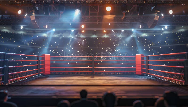 Boxing Ring with Red and White Rings and a Sign by AI Generated Image ...