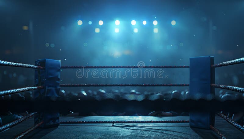 Boxing Ring with Red and White Rings and a Sign by AI Generated Image ...