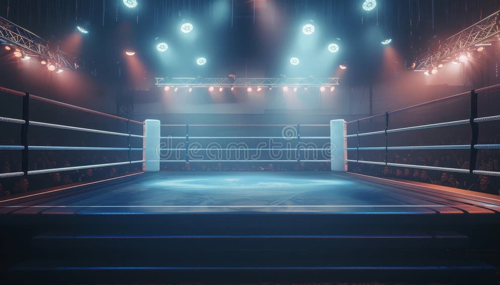 Boxing Ring with Red and White Rings and a Sign by AI Generated Image ...