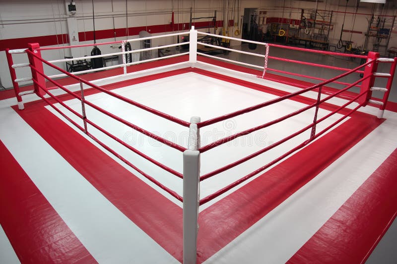 Boxing Ring with Red and White Ropes Stock Illustration - Illustration ...