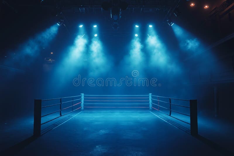 A Boxing Ring with Spotlights Shining on the Ropes Stock Photo - Image ...