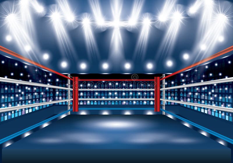Boxing Ring with Spotlights. Stock Vector - Illustration of ...