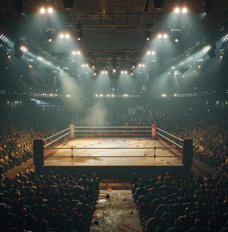 A Boxing Ring Stands Empty in a Vast Arena, Awaiting the Action and ...