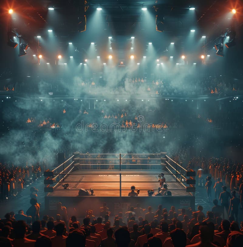 A Boxing Ring Stands Empty in a Vast Arena, Awaiting the Action and ...