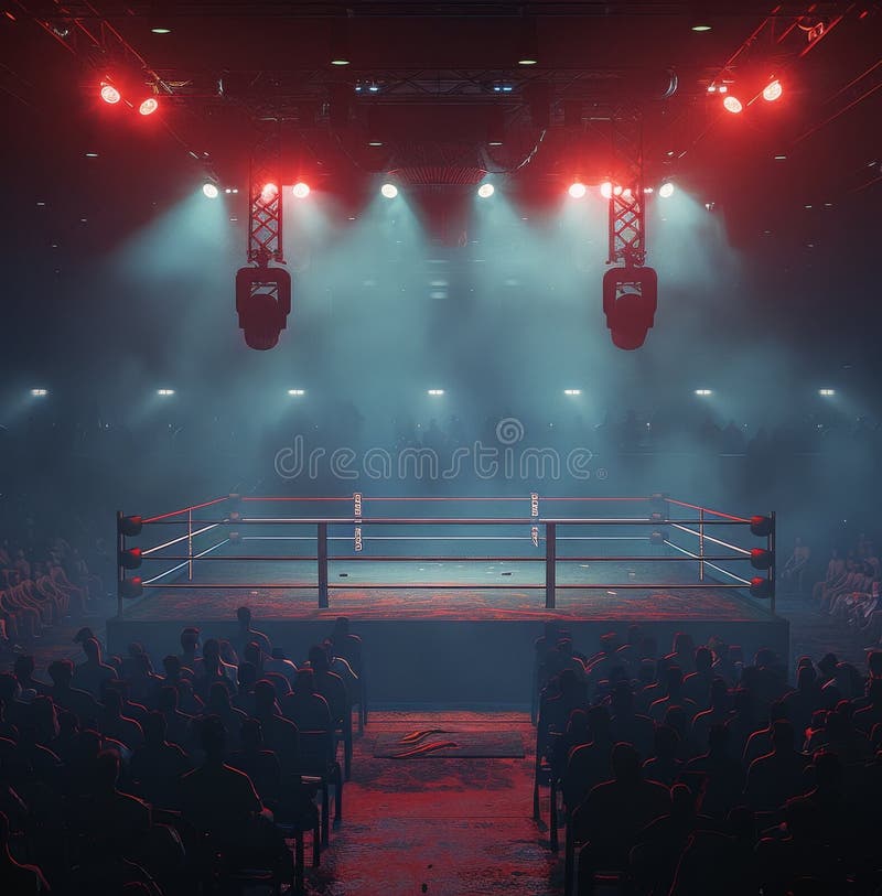 A Boxing Ring Stands Empty in a Vast Arena, Awaiting the Action and ...